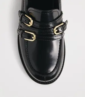 Sandro Leather Buckled Loafers