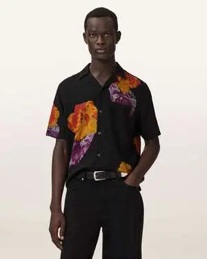 ALLSAINTS Nouvelle Short Sleeve Linen Blend Shirt