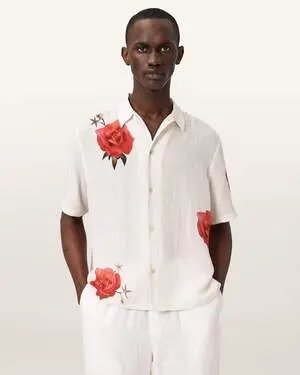 ALLSAINTS Fleur Fazed Boxy Short Sleeve Shirt - Ecru