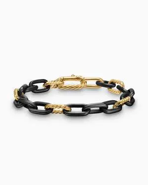 David Yurman Dy Madison® Chain Bracelet In Black Titanium With 18k Yellow Gold - Black Titanium/18k