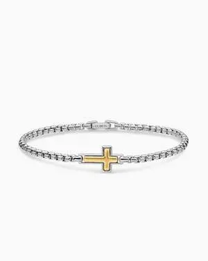 David Yurman Sterling Silver And 14k Yellow Gold Cross Bracelet - Sterling Silver/14k Yellow Gold