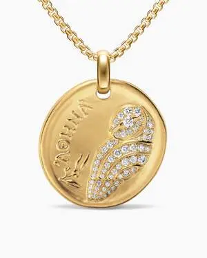 David Yurman 18k Yellow Gold Athena Medallion With Diamonds