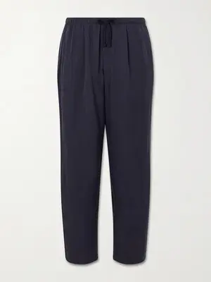 KAPTAIN SUNSHINE Straight-leg Silk-gabardine Drawstring Trousers - Blue