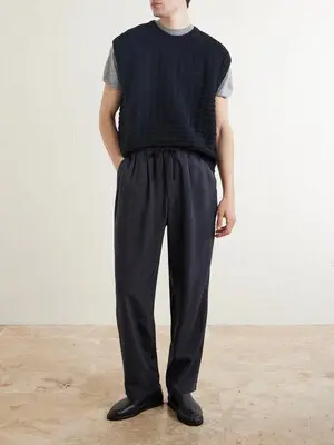 KAPTAIN SUNSHINE Straight-leg Silk-gabardine Drawstring Trousers