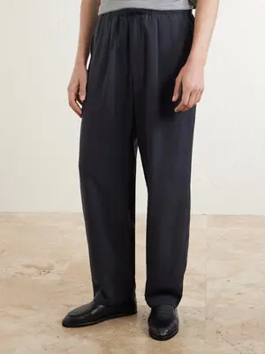 KAPTAIN SUNSHINE Straight-leg Silk-gabardine Drawstring Trousers
