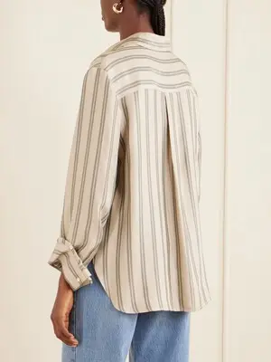 TWP Striped Relaxed Fit Crepe Shirt