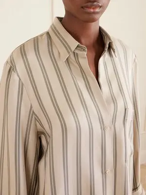 TWP Striped Relaxed Fit Crepe Shirt