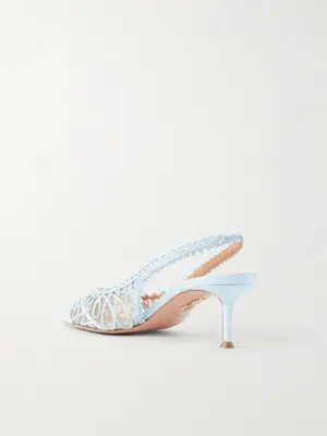 AQUAZZURA Kahlo 50 Embroidered Slingback Pumps - Blue