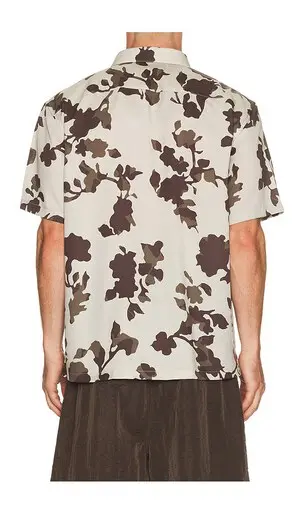 Theory Floral Lyocel Irving Shirt In Grey - Silver Cloud Multi