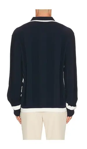 KHALHON V Tipped Varsity Knit Pullover Polo