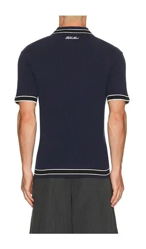 KHALHON Varsity Tipped Rib Polo In Blue