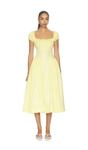 Astr The Label Square Neck Midi Dress - Yellow