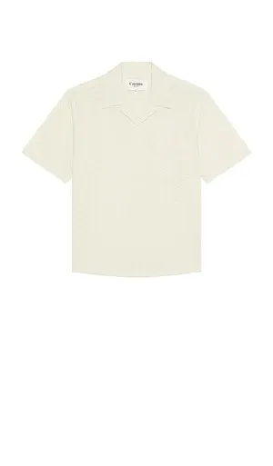 CORRIDOR Floral Eyelet Short Sleeve Shirt In Nude - Natural