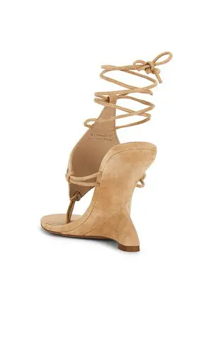 Jeffrey Campbell Pachouli Suede Wedge Sandal - Camel Suede