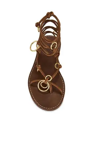 Polo Ralph Lauren Leather Ring Wrap Flat Sandals - Cuoio