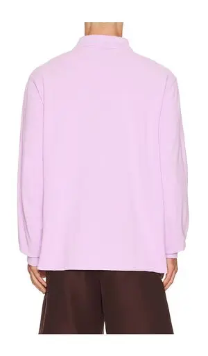 VOWELS Long Sleeve Pique Polo - Lavender