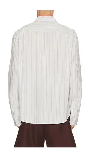 VOWELS Long Sleeve Striped Button Down Shirt - Grey