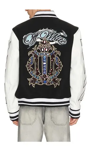 Off-White Royal Jewels Wool Varsity Jacket - Black