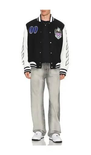 Off-White Royal Jewels Wool Varsity Jacket - Black