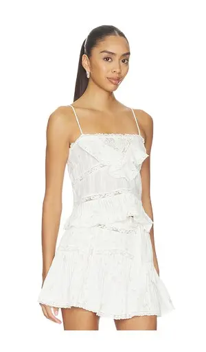 LoveShackFancy Ondeline Cami Top In White - Sunbleached Meadow