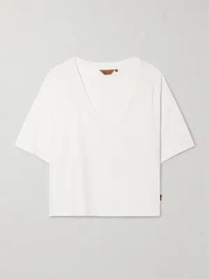 JAMIE HALLER Oversized Cotton-jersey V-neck T-shirt - White