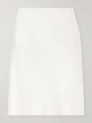 LESET Barb Satin Midi Skirt Cream