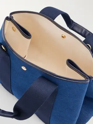 Rue De Verneuil Traversée Medium Denim Tote With Webbing And Leather Trim