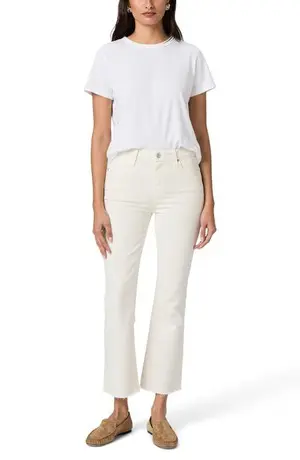 Paige Mason Raw Hem Ankle Straight Leg Jeans - Cream Cloud