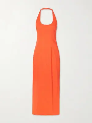 SIR. Elodie Linen-blend Halterneck Midi Dress