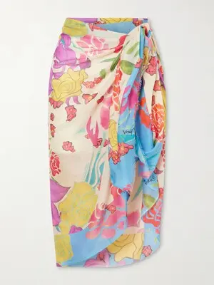 DONDE ESTEBAN Flores Floral-printed Cotton And Modal-blend Pareo Multi