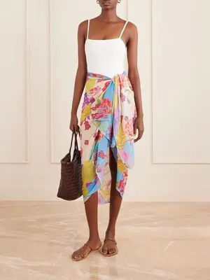 DONDE ESTEBAN Flores Floral-printed Cotton And Modal-blend Pareo - Multi