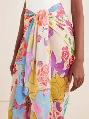 DONDE ESTEBAN Flores Floral-printed Cotton And Modal-blend Pareo - Multi