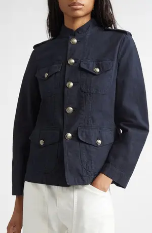 NILI LOTAN Raymond Military Cotton Jacket - Midnight