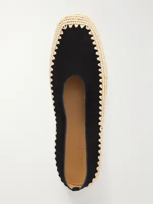 Gabriela Hearst Suede And Raffia Flats - Black