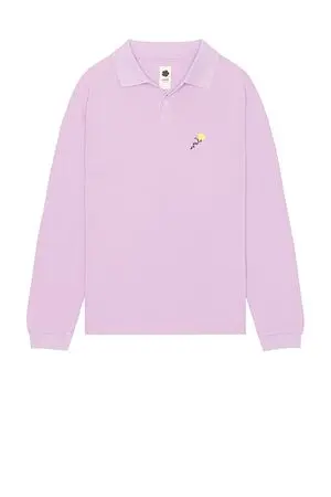 VOWELS Long Sleeve Pique Polo - Lavender