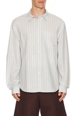 VOWELS Long Sleeve Striped Button Down Shirt
