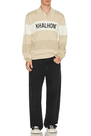 KHALHON Coastal Stripe Knit Polo Jacket
