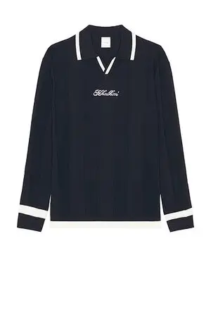 KHALHON V Tipped Varsity Knit Pullover Polo