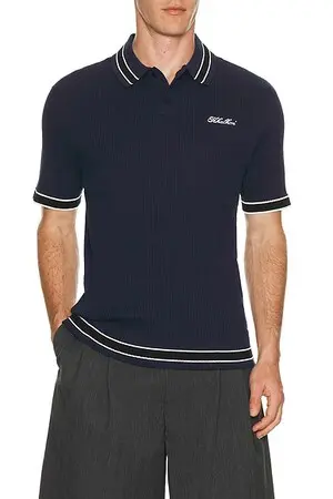 KHALHON Varsity Tipped Rib Polo