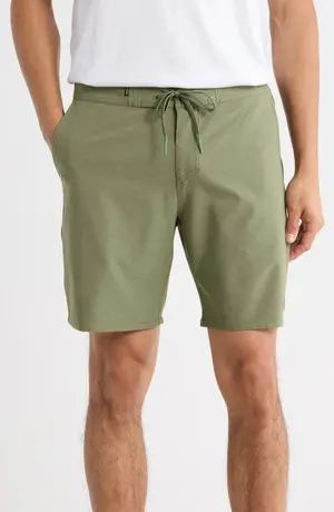 TENŌRE Striped Board Shorts - Olive