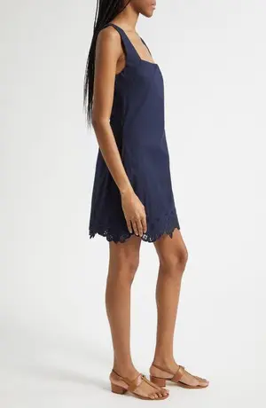 Veronica Beard Shanice Embroidered Linen-blend Dress