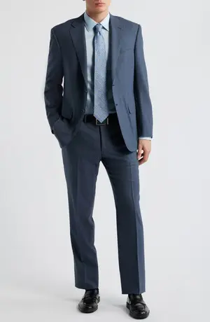 Canali Siena Regular Fit Mélange Wool Suit - Blue
