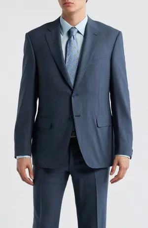 Canali Siena Regular Fit Mélange Wool Suit - Blue