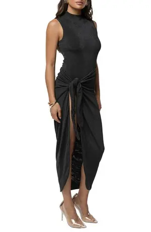 JLUXLABEL Aubree Tie Front Body-con Midi Dress