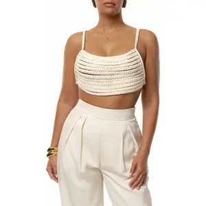 JLUXLABEL Braided Top With Back-tie - Ivory
