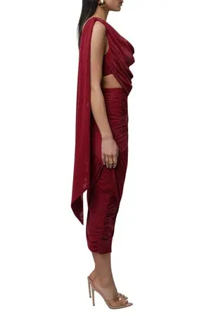 JLUXLABEL Sparkle Lurex Mesh Skirt Set