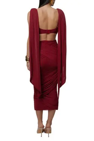 JLUXLABEL Sparkle Lurex Mesh Skirt Set