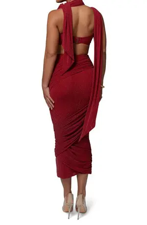 JLUXLABEL Divine Drape Sleeveless Glittered Dress