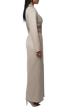JLUXLABEL Faux Suede Maxi Coatdress