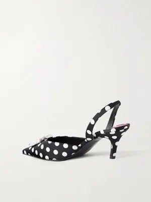 Amina Muaddi Camelia 60 Polka-dot Slingback Sandals - Black